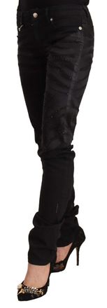 Just Cavalli Womens Black Mid Waist Embellished Skinny Jeans Cotton Elastane Clothing