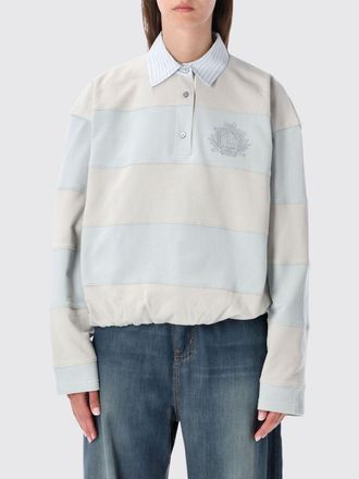 Acne Studios Sweatshirt polo &agrave; rayures en coton biologique &agrave; la coupe d&eacute;contract&eacute;e