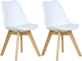 Woltu Lot de 2 Chaises de Salle &agrave; Manger WOLTU, Chaise de cuisine, Chaises scandinaves Pied en bois Style nordique Blanc