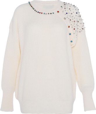Faina Pullover Damen Wollwei&szlig;