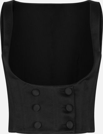 Dolce & Gabbana Zweireihige Smokingweste Aus Seidenduchesse - Frau Blazer Schwarz 44