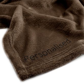 Decoking Personalisierte Kuscheldecke 200x220 cm Braun Decke mit Namen Bestickt Microfaser Tagesdecke Fleece Mic