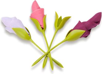 PELEG DESIGN Bloom Serviettenhalter 4er-Set - Kreative Blumenstiel-Halter f&uuml;r Papierservietten, Originelle Tischdekoration f&uuml;r Partys & Events, Inklusive 4 wei&szlig;er 