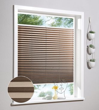 Deco Home Deco Home | Plissee nach Maß, Personalisierbare Plissees mit & ohne Bohren, Sichtschutz Fenster, Faltrollos | Braun