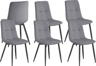 Vasagle Esszimmerst&uuml;hle Samt, K&uuml;chenst&uuml;hle bis 120 kg belastbar, Sessel mit verstellbaren F&uuml;&szlig;en, modern, gepolstert, f&uuml;r Wohnzimmer, 6er Set, schiefergrau KDC