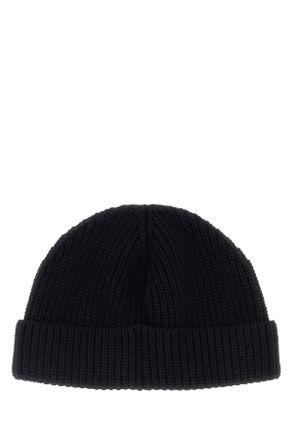 Valentino Garavani Mens Black Cashmere Beanie Hat Nero Exterior: Cuffie