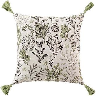 Douceur d'Int&eacute;rieur Suzanne Kissen mit abziehbarem Bezug (40 x 40 cm), Gr&uuml;n, Bedruckte recycelte Baumwolle
