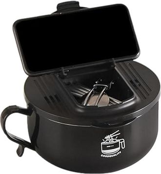 Generic Bols &agrave; ramen de 1000 ml - Bols &agrave; nouilles en acier inoxydable avec couvercle et fourchette | Bol &agrave; nouilles isothermes portable de grande capacit&eacute; - B