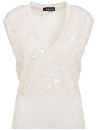 Fabiana Filippi blouse sans manches à sequins - Blanc