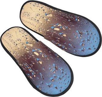 Generic Pantoufles DH&ocirc;tel Gouttes De Pluie Sur Le Verre Chaud Hiver Pantoufles L&eacute;gers Chausson Hotel Pour Camping Automne Homme M