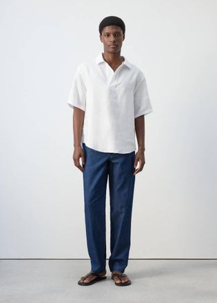 Mango Poloshirt aus 100 % Leinen wei&szlig; - Herren - XL - MANGO MAN