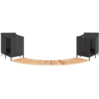 vidaXL Whirlpool-Umrandung Schwarz Poly-Rattan und Massivholz Akazie vidaXL116990