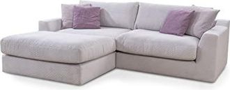 Cavadore Ecksofa Fiona / Mega L-Sofa in Cord mit tiefen Sitzflächen und weicher Polsterung / Cordsofa / 277 x 90 x 199 / Cordstoff Helgrau