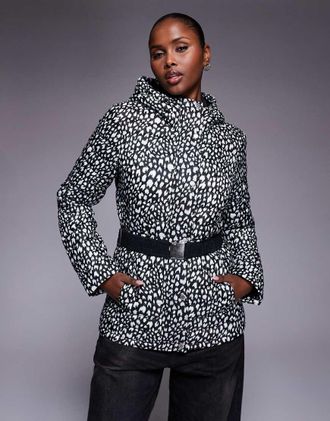 Barbour Jada - Doudoune en polaire &agrave; imprim&eacute; l&eacute;opard - Blanc neige-Multicolore