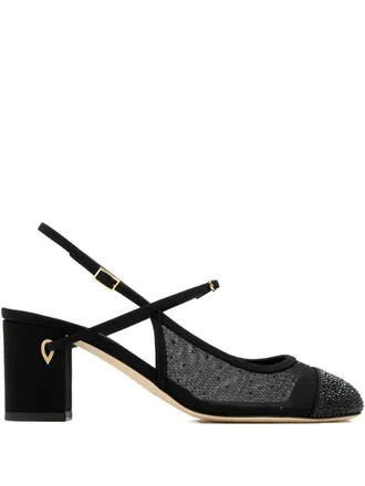 Jennifer Chamandi Verzierte Mattia Mesh-Pumps - Schwarz