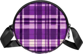 Generic Sac &agrave; bandouli&egrave;re Circle pour femme, petit sac &agrave; bandouli&egrave;re r&eacute;tro violet avec fermeture &eacute;clair, bretelles r&eacute;glables, sac &agrave; main rond d&eacute;contract&eacute; pour
