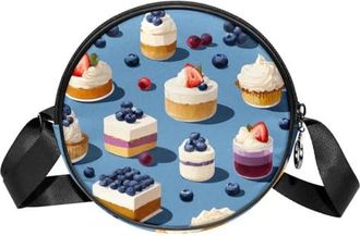 Generic Sac &agrave; bandouli&egrave;re Circle pour femme, petit sac &agrave; bandouli&egrave;re bleu avec fermeture &eacute;clair, bretelles r&eacute;glables, sac &agrave; main rond d&eacute;contract&eacute; pour femmes 