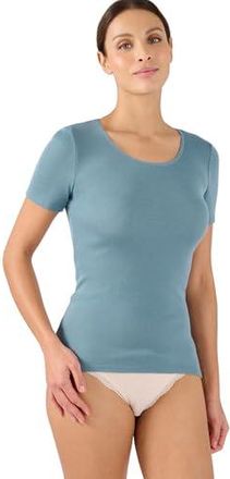 Damart T-Shirt Manches Courtes Fine C&ocirc;te Thermique Thermolactyl Femme Vert Taille 38-40 (S)