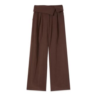 Oltre Palazzo-Hose mit Umschlagbund - - Trousers - Damen - Braun - 2XL