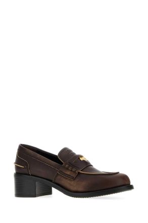 Miu Miu Womens Brown Leather Loafers Ebano Mocassini