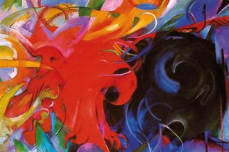 1art1 Franz Marc XXL Poster Kämpfende Formen, 1914 Plakat | Bild 120x80 cm