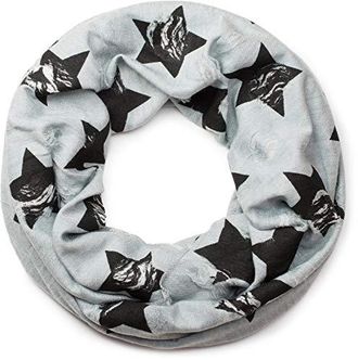 styleBREAKER &Eacute;charpe loop style snood avec motif &agrave; pois et &agrave; &eacute;toiles, effet vintage, foulard r&eacute;versible, unisexe 01018080, couleur:Gris-bleu