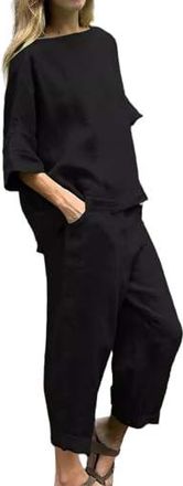 Generic Ensemble de salon pour femme 2 pi&egrave;ces pour femme avec poches amples, sweat-shirt et gilet et pantalon slim pour femme - Surv&ecirc;tement de sport pour femm