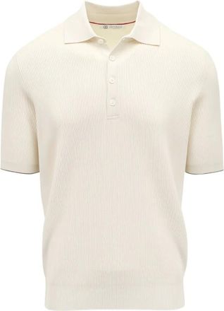 Brunello Cucinelli Homme, Tops, Beige, Taille: 2XL Polo Boutonn&eacute; &agrave; Manches Courtes
