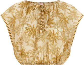 Eres Eres, Femme, Blouses et Chemises, Beige, Taille: 42 FR Crocodile Crop Top