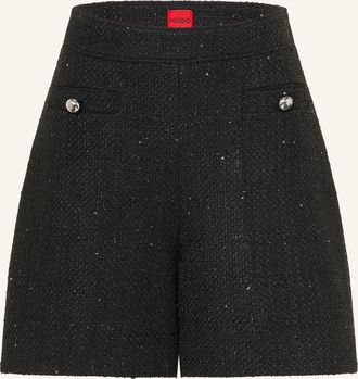 HUGO BOSS Hugo Boucl&eacute;-Shorts Haberi Mit Pailletten Und Glitzergarn schwarz