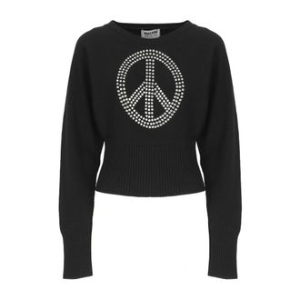 Moschino Femme, Pulls, Noir, Taille: 40 FR Pull noir avec logo Peace
