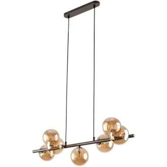 Licht-Erlebnisse Licht-erlebnisse - Suspension métal verre fumé h : max. 153 cm marron ambre G9 suspension moderne allongée