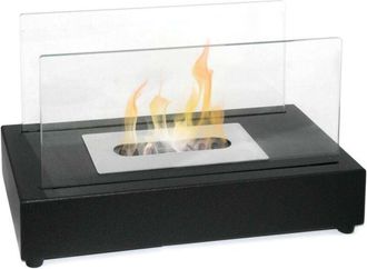 Dmora Bioethanol-Kamin Ardesio, &Ouml;kologischer Kamin, Rauchfreies Feuer, Heizung mit Ethanol, Made in Italy, 18x35 h21 cm, Schwarz - Dmora