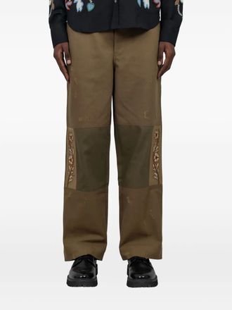 Baziszt Asher Hose mit Blumenstickerei - Gr&uuml;n