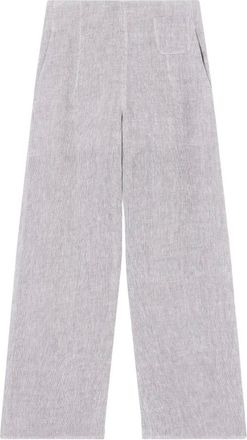Emporio Armani Femme, Pantalons, Gris, Taille: 36 FR Pantalon Large en Gaze de Lin