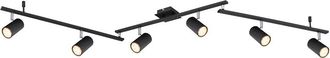 Globo Lighting Deckenstrahler 6 flammig Spotleiste Deckenleuchte Deckenlampe schwarz Metall, verstellbare Lampenarme und Spots, 6x Gu10, LxBxH 180x10x18,5 cm