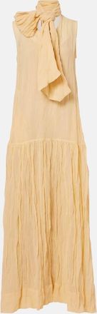 Plan C Robe longue en coton m&eacute;lang&eacute; avec &eacute;charpe