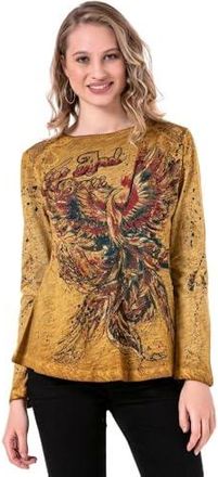 Cipo & Baxx Sweat-shirt à manches longues pour femme - Pull élégant avec imprimé et décorations - Look quotidien confortable pour les loisirs, lécole et la tenue 