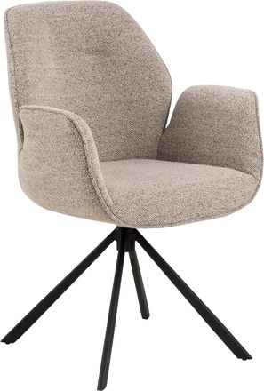 MID.YOU Mid.you Armlehnstuhl, Braun, Beige, Textil, Sternfu&szlig;, 60.5x90x62 cm, Sitzfl&auml;che 360&deg; drehbar, Esszimmer, St&uuml;hle, Esszimmerst&uuml;hle, Armlehnenst&uuml;hle