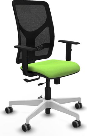 Piqueras y Crespo Stuhl mit Lendenwirbelst&uuml;tze, 1D-Armlehnen, ausgestattet mit Syncro/Traslack und Schneideschaum, mit Rollen 65 mm, Parkett, Schwarz/Pistazie