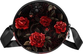 Generic Petit sac &agrave; bandouli&egrave;re circulaire pour femme, petit sac &agrave; bandouli&egrave;re avec fermeture &eacute;clair, bretelles r&eacute;glables, sac &agrave; main rond d&eacute;contract&eacute; pour fe