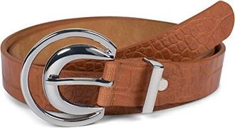 styleBREAKER Ceinture pour dames Unicolore avec finition en cuir de crocodile et boucle en forme de croissant, peut être raccourcie 03010108, taille:90cm, couleur:
