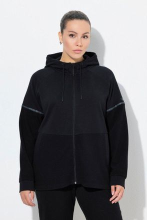Ulla Popken Sweatjacke Sweatjacke Reflektor-B&auml;nder Kapuze halb Ottoman