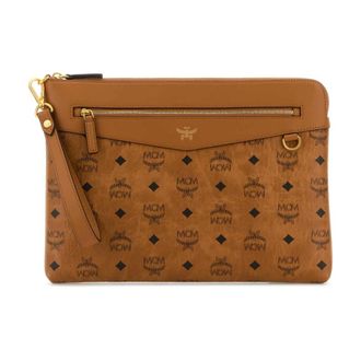 MCM Mcm, Femme, Sacs, Brun, Taille: ONE Size Pochettes en toile imprimée