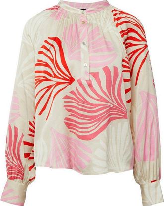 s.Oliver Langarmbluse Bluse Bluse mit All-over-Print und Smok-Details