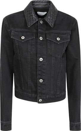 Bottega Veneta Veste en jean &agrave; col Intrecciato - Femme - Vestes - Noir - Taille: 38 FR
