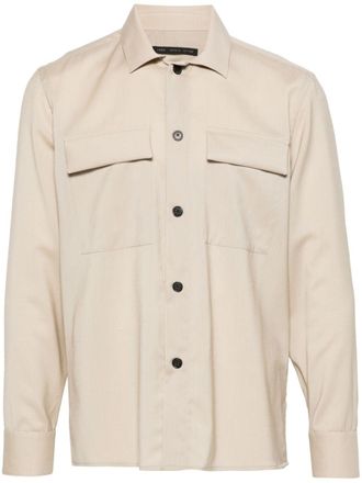 low brand chemise en laine vierge &agrave; poche poitrine - Tons neutres