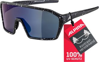 Alpina RAM Q-LITE - Verspiegelte Sport- & Fahrradbrille Für Erwachsene, kontrastverstärkend, Beschlagfrei, mit UV-A-, B- & -C-Schutz Schwarz (black blur matt