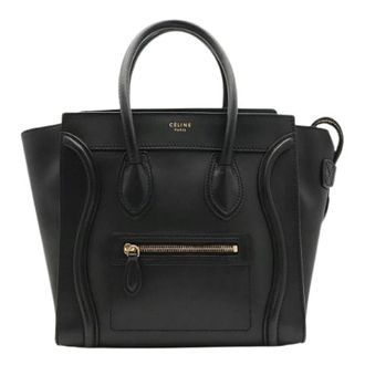Celine Pre-owned Luggage Micro Shopper Leather Tote Bag - Femme - Pre-owned - Noir - Taille: ONE Size