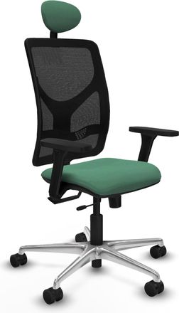 Piqueras y Crespo B&uuml;rostuhl mit 3D-Armlehnen, h&ouml;henverstellbarer Lendenwirbelst&uuml;tze und festem Kopfteil, ausgestattet mit Syncro/Traslack und Schneideschaum, Schwarz / 